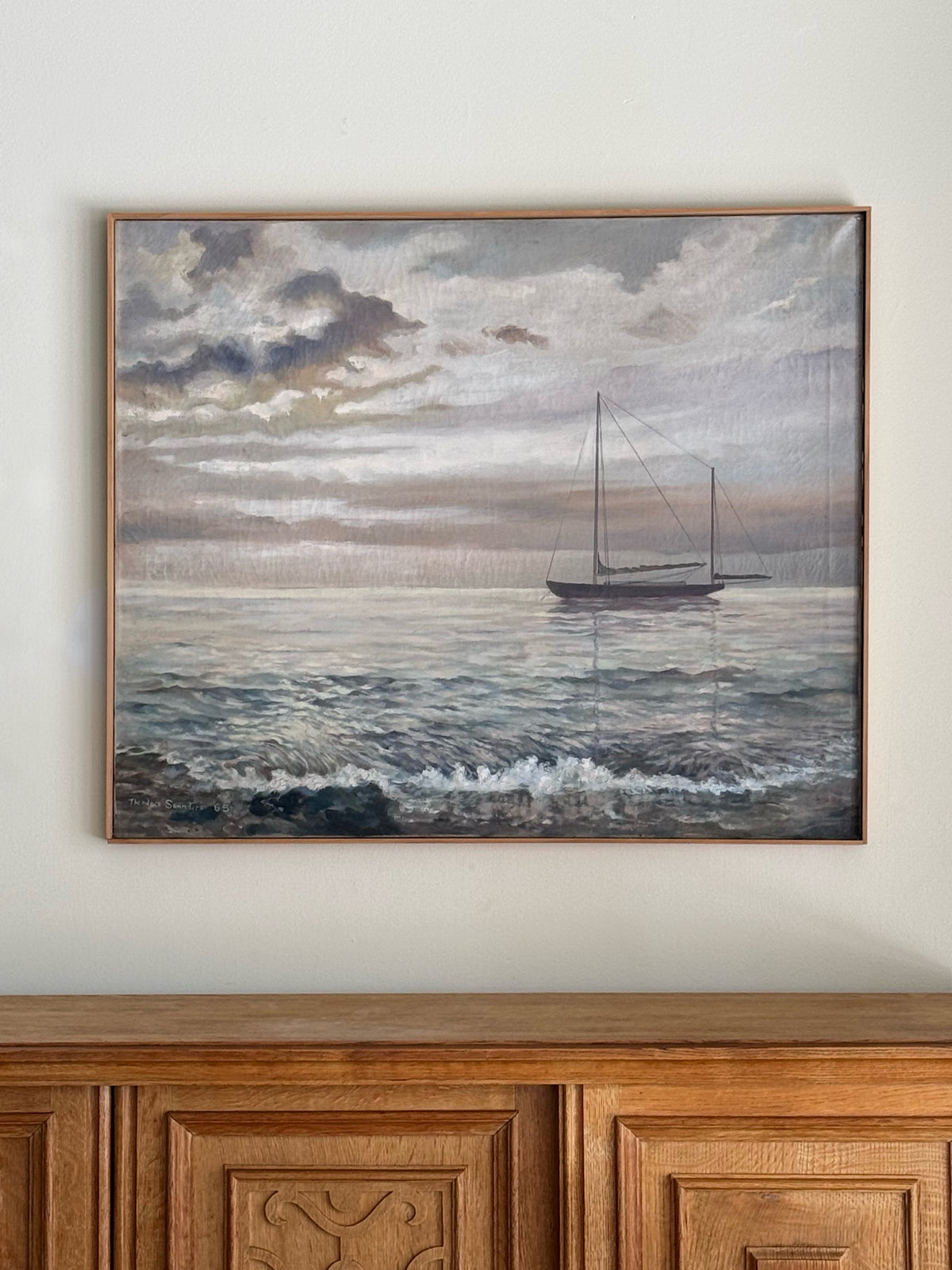 “THE YAWL” BY THEODORE SAUNDERS FRAMED OIL 1965 – Carpenter.Studio